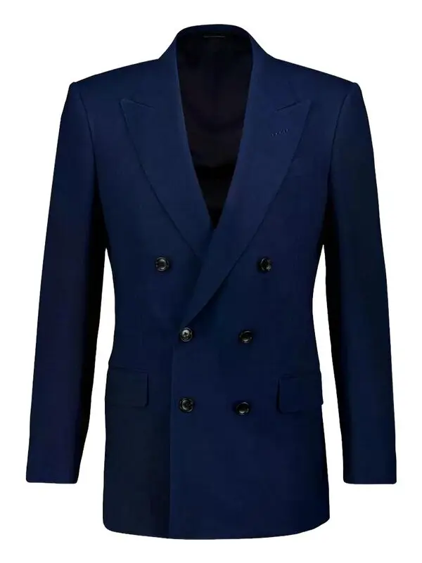 TOM FORD Double-breasted Wool Blazer - Blue