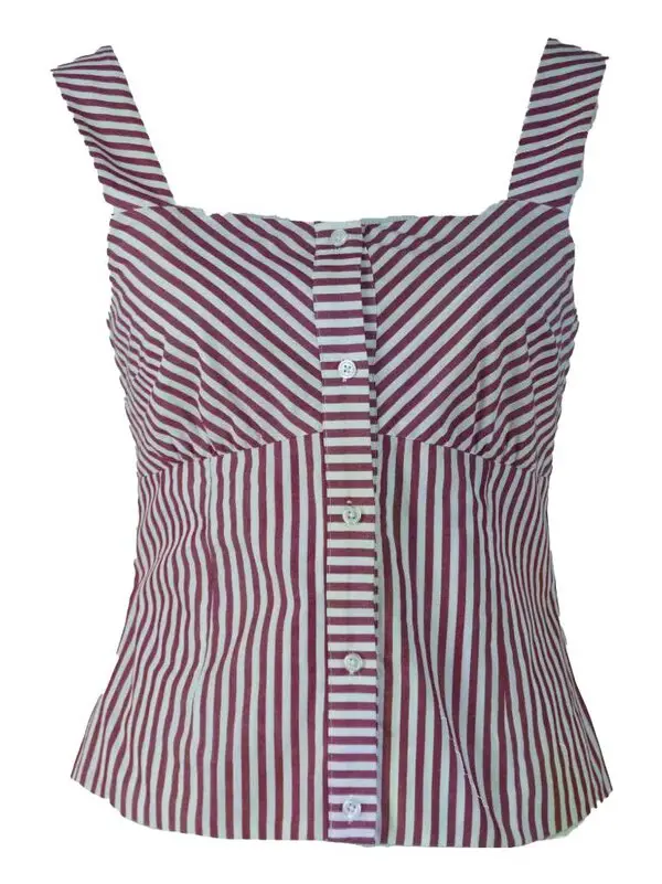 Maje Striped Crop Tank Top - Red