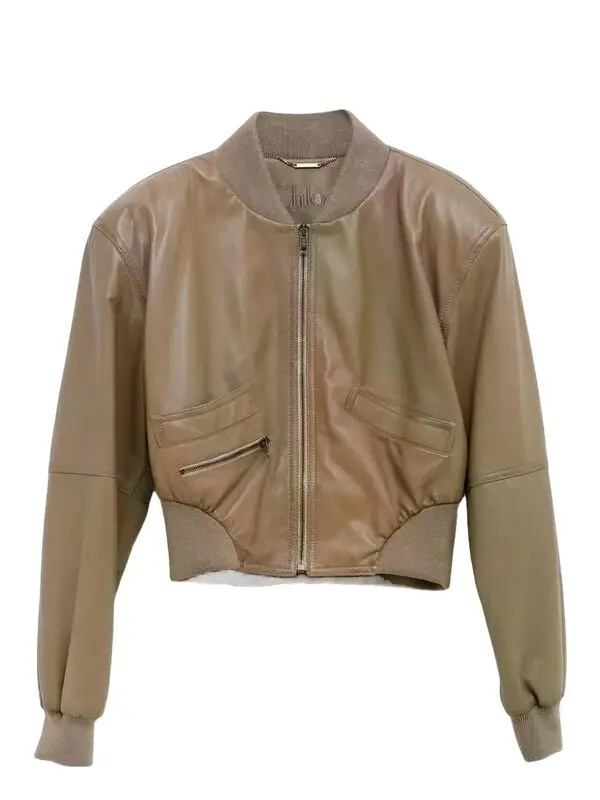 Chloé Leather Zip Jacket - Brown