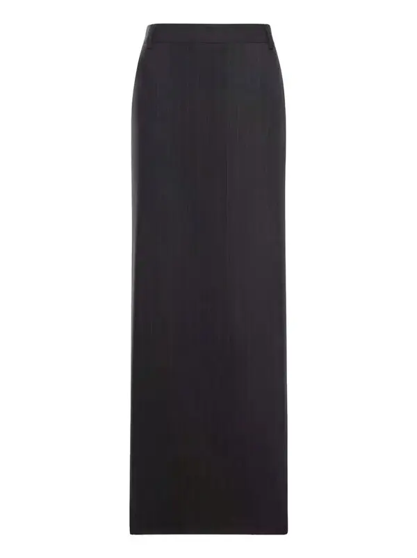 THE NINA STUDIO Pinstripe Pencil Maxi Skirt - Black