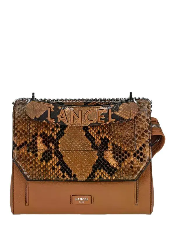 LANCEL Ninon Python Flap Crossbody Bag - Neutrals