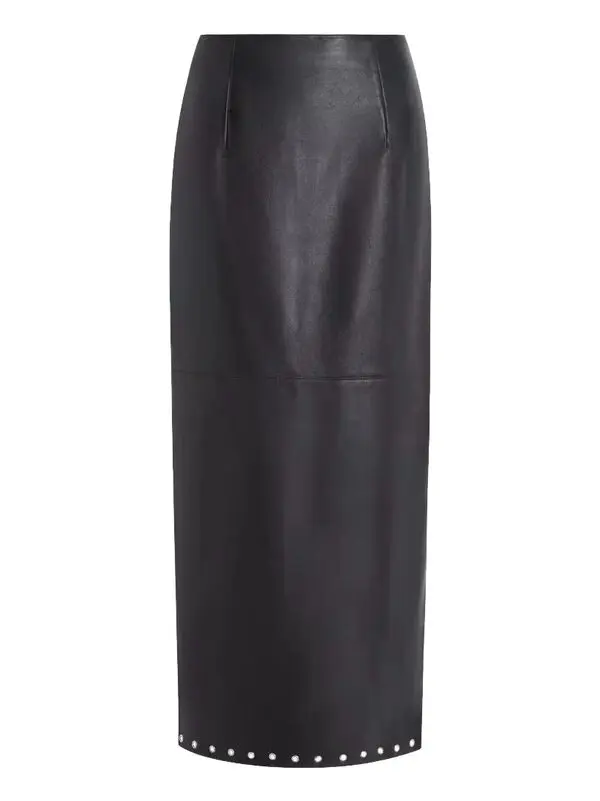 16Arlington Lola Eyelet Leather Midi Skirt - Brown