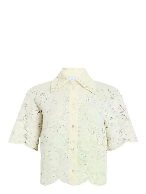 Patou Lace Short-sleeved Shirt - Yellow