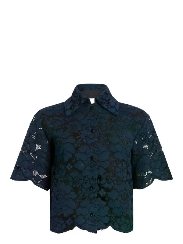Patou Lace Short-sleeves Shirt - Blue