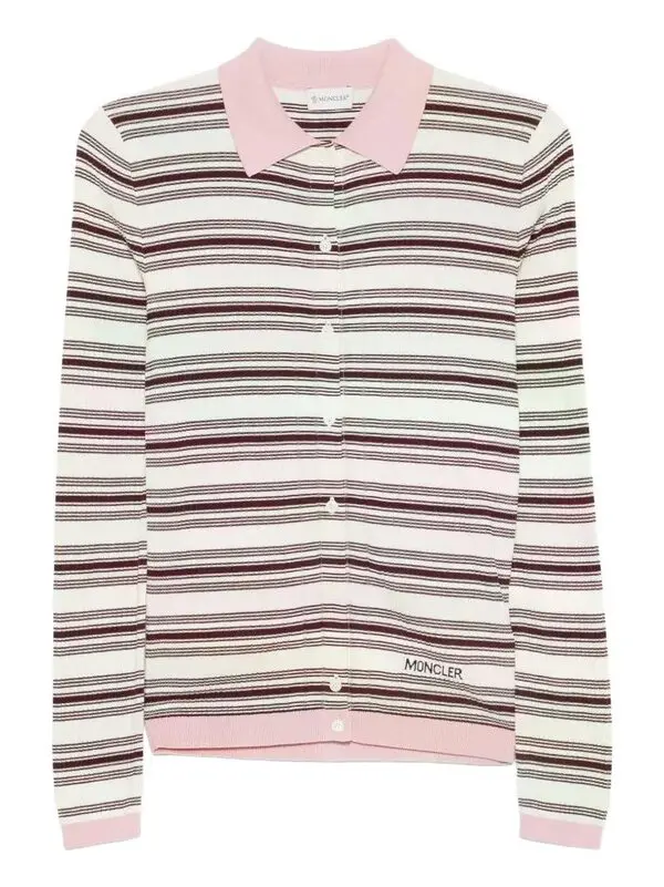 Moncler Striped Polo Top - Neutrals