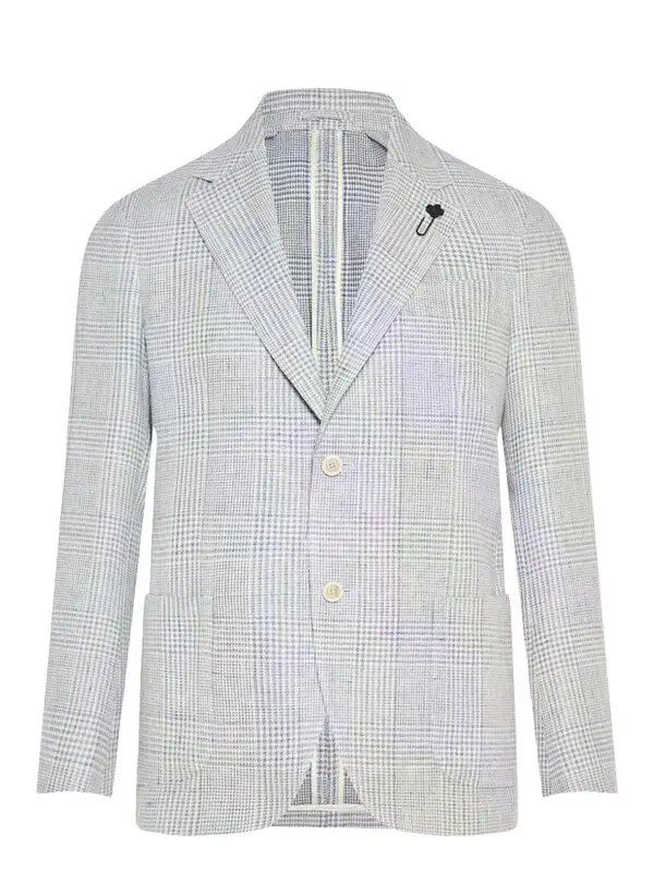 LARDINI Checked Single-breasted Blazer - Grey