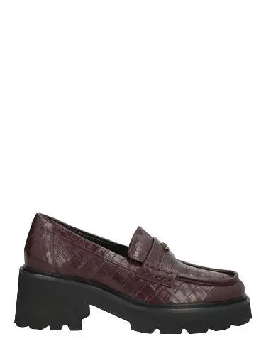 Ba&sh Loafers In Leather With Crocodile Print - Red