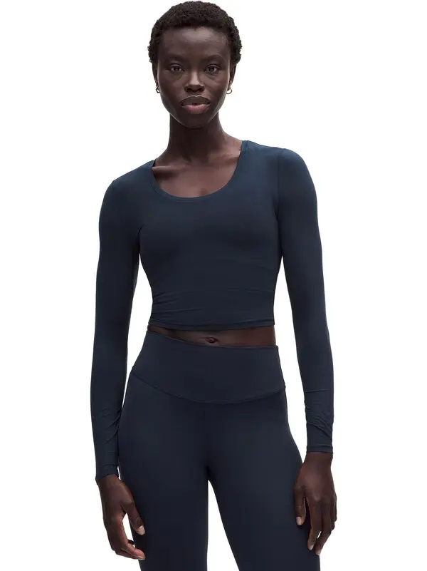 Lululemon Unrestricted Power Cropped Long-sleeve Shirt - True Navy