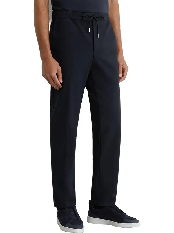 REISS Athlete Jersey Tailored-fit Drawstring Trousers - Navy
