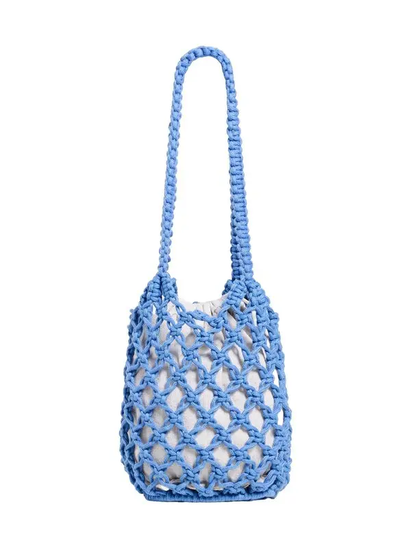 Hat Attack Elodie Fisherman Crochet Bucket Bag - Blue