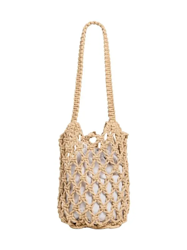 Hat Attack Elodie Fisherman Crochet Bucket Bag - Toast