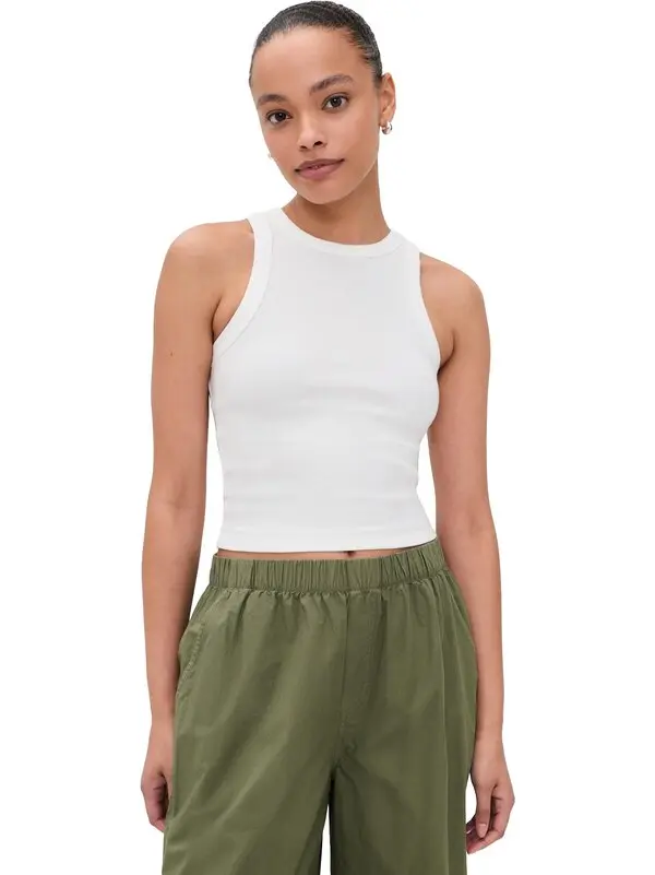 Marine Layer Lexi Rib Sun High Neck Crop Tank - White