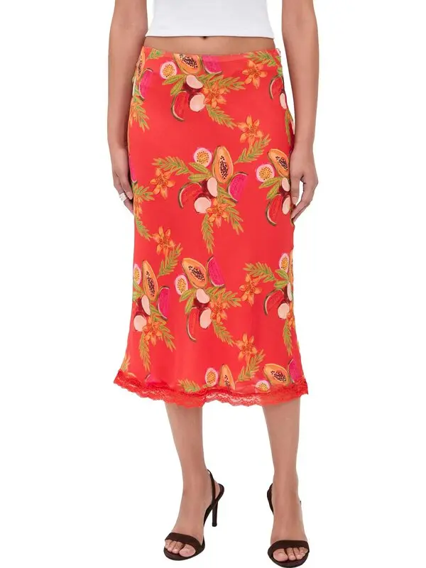 BAILEY ROSE Printed Chiffon Skirt - Papaya
