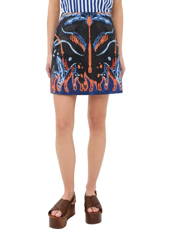 Stella Jean Printed Short Skirt - Black Palm And Nature