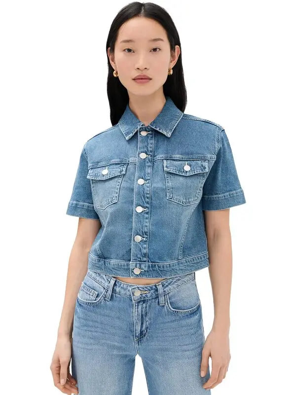 L'Agence Kirstie Cropped Denim Jacket - Calabasas