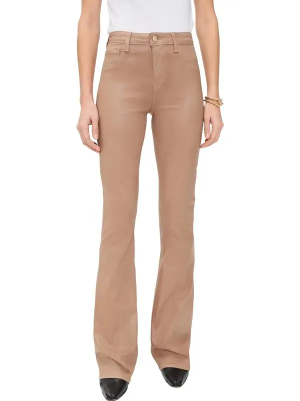 L'Agence Marty Flare Trousers - Cappuccino Coated
