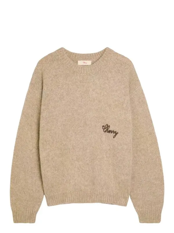 CHERRY LA American Classic Embroidered Knitted Sweater - Neutrals