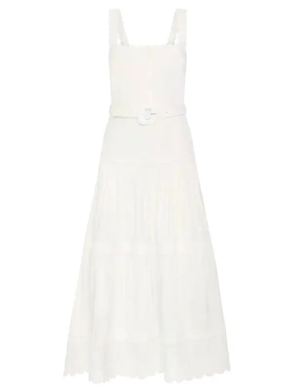 Rebecca Vallance Kahlia Scalloped Midi Dress - Neutrals