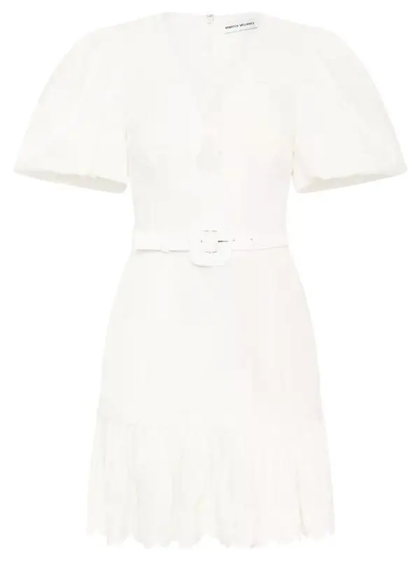 Rebecca Vallance Kahlia Puff-sleeve Belted Mini Dress - Neutrals