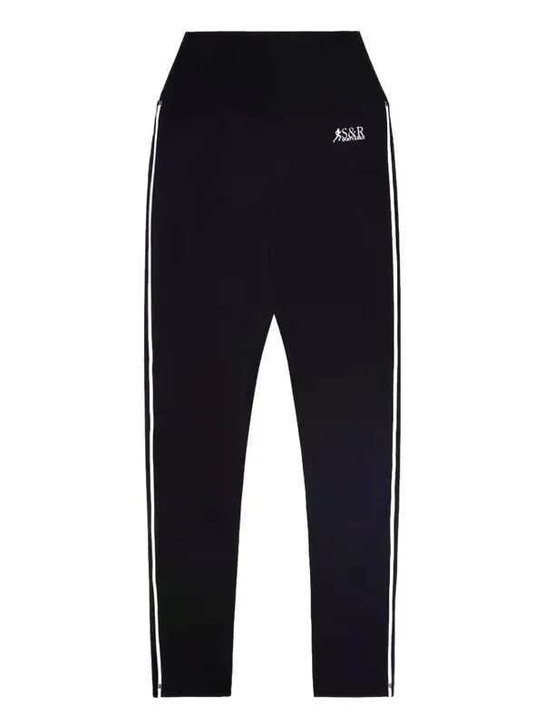 SPORTY & RICH Sr Runner Striped Cropped Leggings - Black