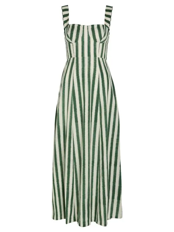EMPORIO SIRENUSE Striped Cotton Midi Dress - Green