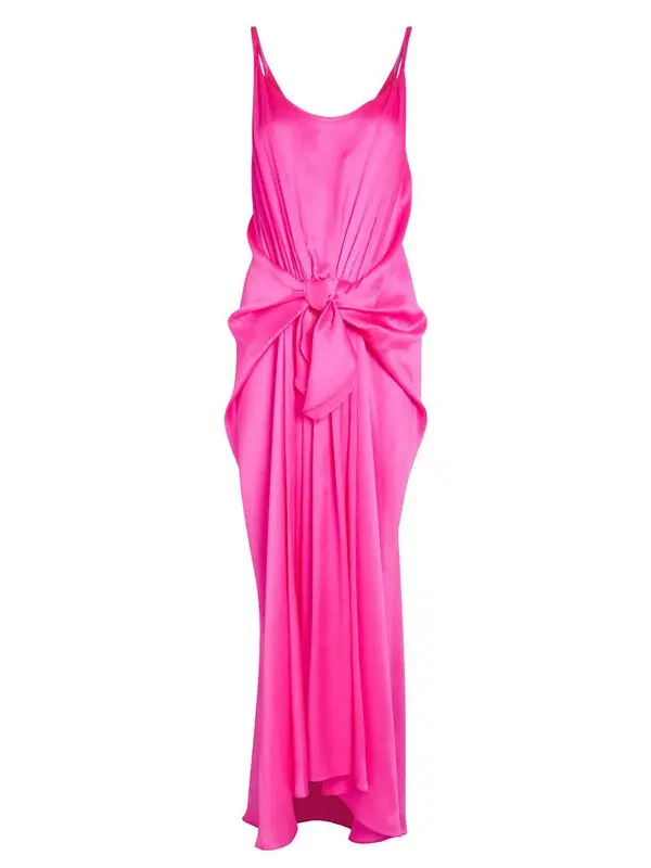 JW Anderson Draped Knot Silk Midi Dress - Pink