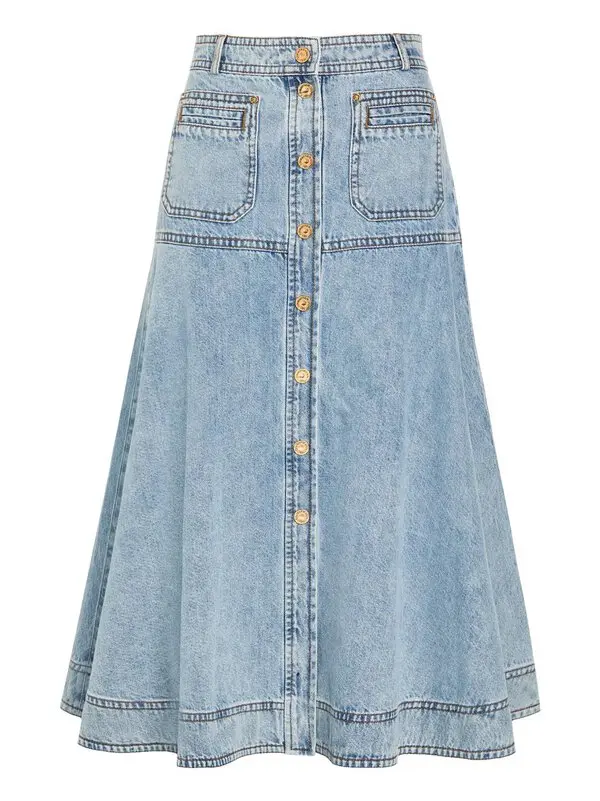 Zimmermann Panelled Denim Midi Skirt - Light Blue