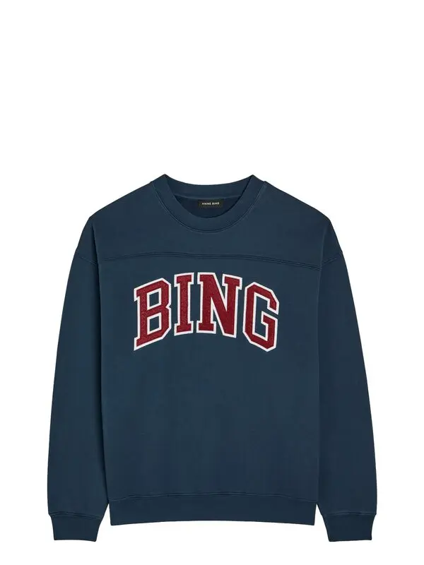 ANINE BING Trenton Logo Cotton Sweatshirt - Navy