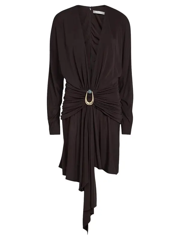 Christopher Esber Draped Asymmetric Jersey Midi Dress - Dark Brown