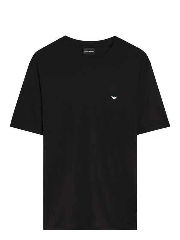 Emporio Armani Logo-embroidered Jersey T-shirt - Black