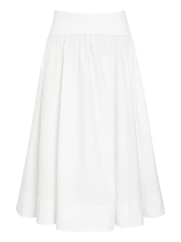 Zimmermann Gathered Cotton-poplin Midi Skirt - Ivory