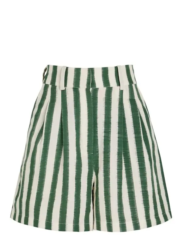 EMPORIO SIRENUSE Beatrice Striped Cotton Shorts - Green