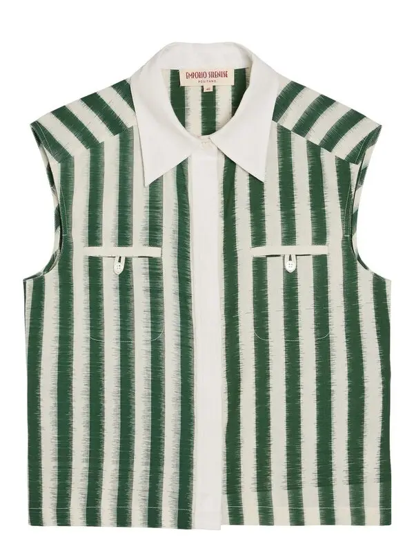 EMPORIO SIRENUSE Ylenia Striped Cotton Top - Green