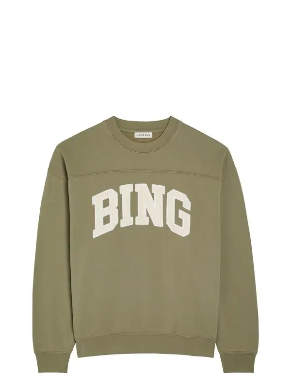 ANINE BING Trenton Logo Cotton Sweatshirt - Green
