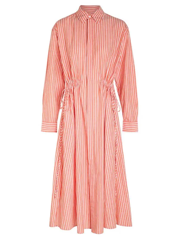 Polo Ralph Lauren Striped Cotton-blend Midi Shirt Dress - Orange