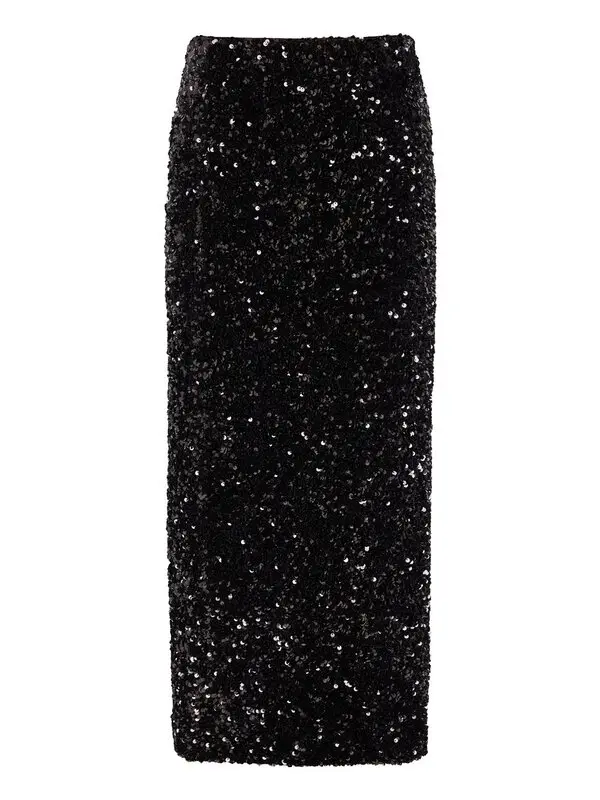 Vince Sequin-embellished Velvet Midi Skirt - Black