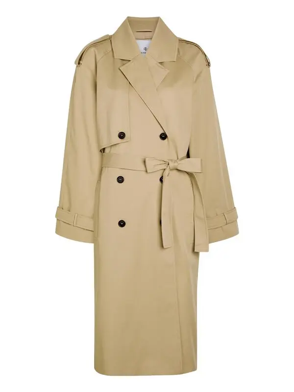 ANINE BING Rickie Double-breasted Stretch-cotton Trench Coat - Beige