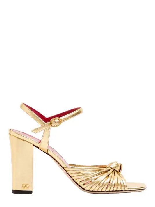 Valentino Garavani Annet 90mm Laminated Nappa Sandals - Gold