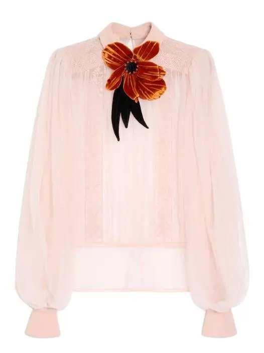 Valentino Garavani Embroidered Organza Top - Pink