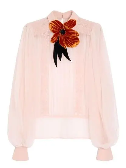 Valentino Garavani Embroidered Organza Top - Pink