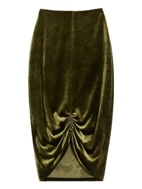 Valentino Garavani Velvet Draped Skirt - Military Green