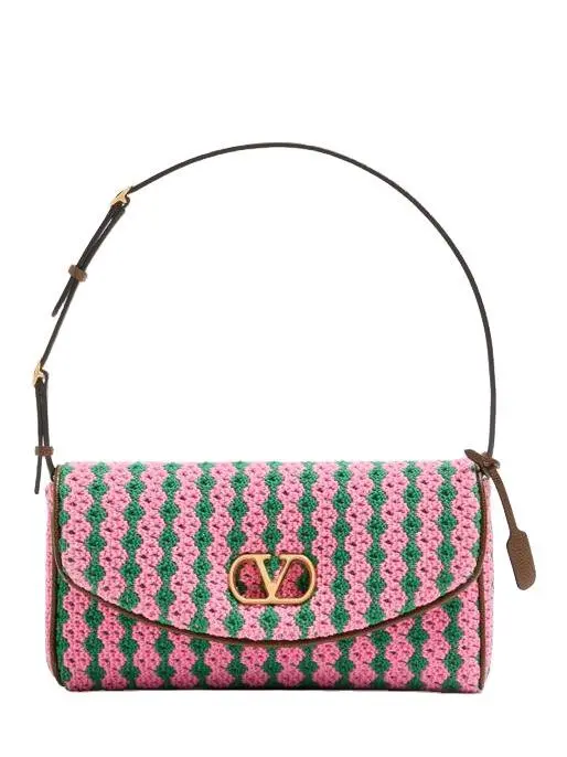 Valentino Garavani Devain Small Crochet Shoulder Bag - Pink/green