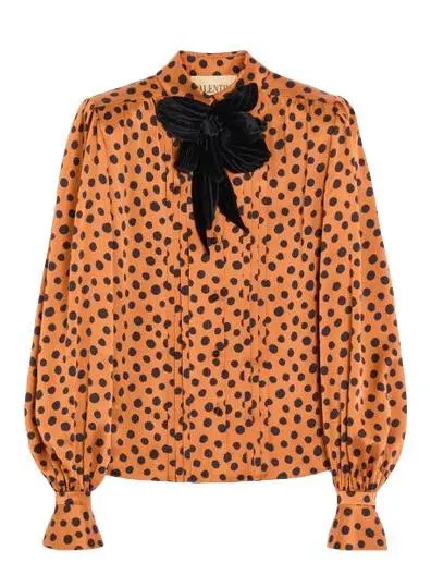 Valentino Garavani Crepe Satin Plus De Pois Dalmata Print Shirt - Brown/black