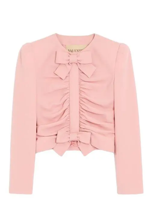 Valentino Garavani Cropped Jacket With Ruching And Bows - Pink