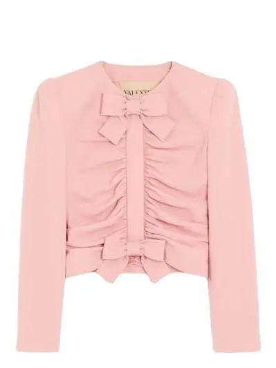 Valentino Garavani Cropped Jacket With Ruching And Bows - Pink