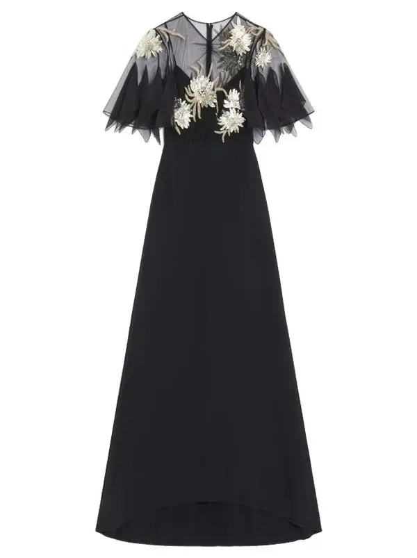 Valentino Garavani Embroidered Cady Couture Gown - Black/silver