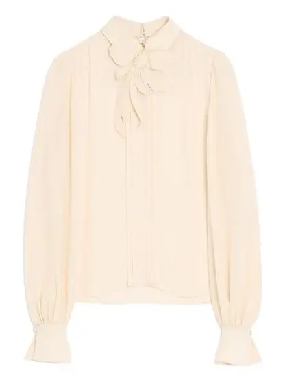 Valentino Garavani Embroidered Crepe De Chine Top - Vanilla