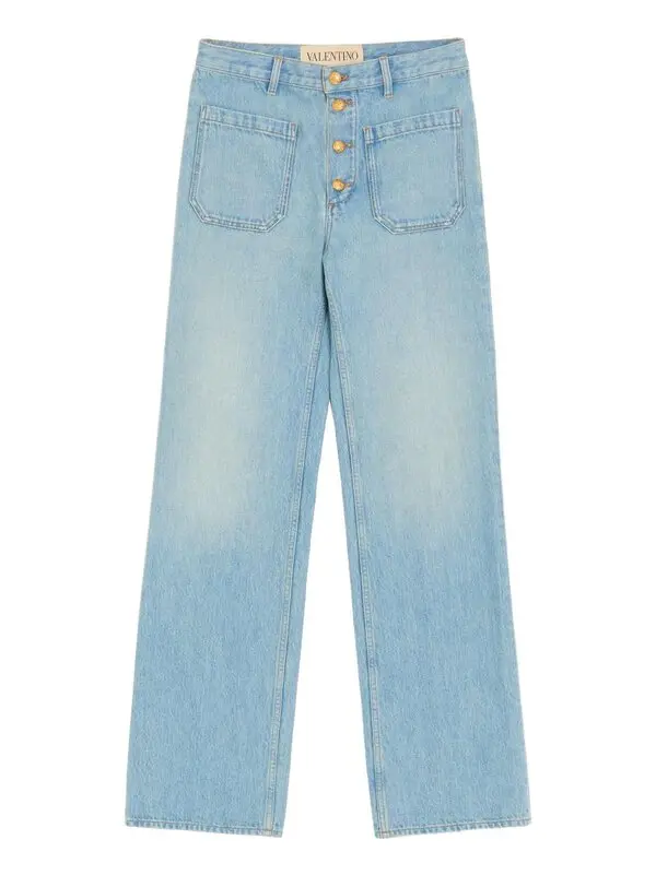 Valentino Garavani Pants With Gold Buttons - Denim