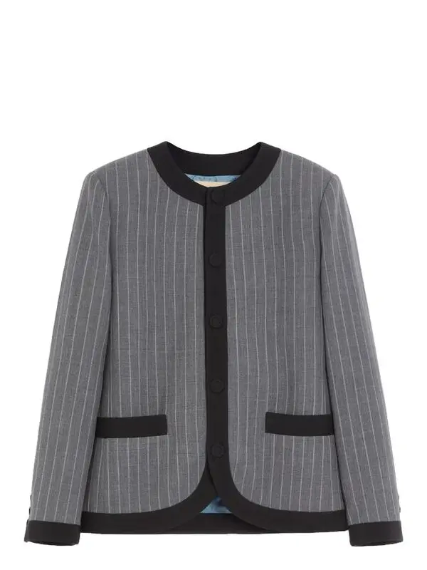 Valentino Garavani Pinstripe Wool Jacket - Grey