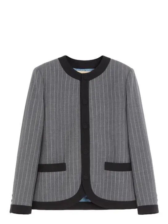 Valentino Garavani Pinstripe Silk Jacket - Grey
